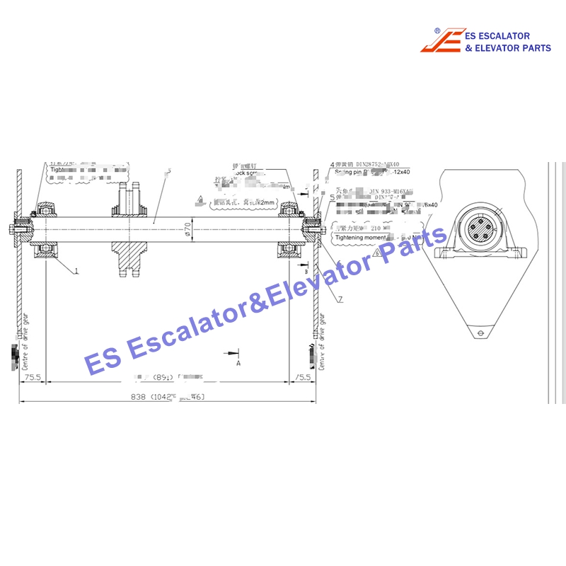 1090015000_ Escalator 1090015000 Velino Handrail Shaft Use For Thyssenkrupp